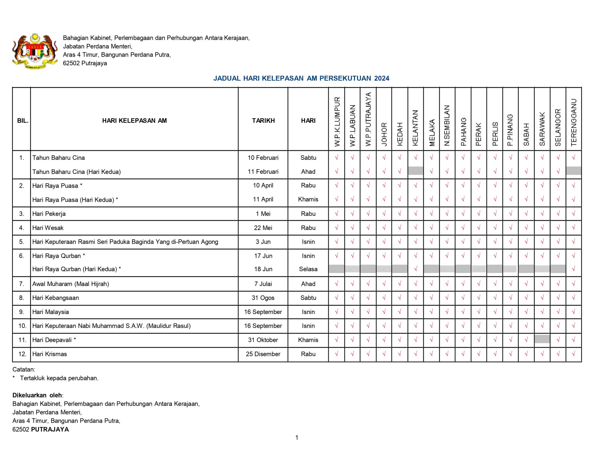Sarawak Public Holidays 2024 - CutiSekolah.com.my