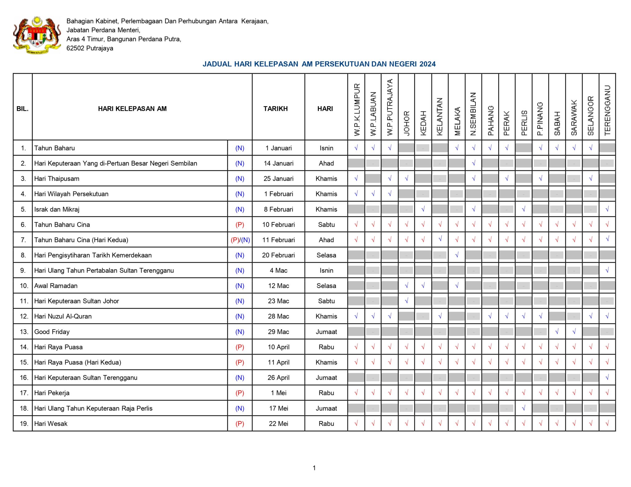 Sarawak Public Holidays 2024 - CutiSekolah.com.my